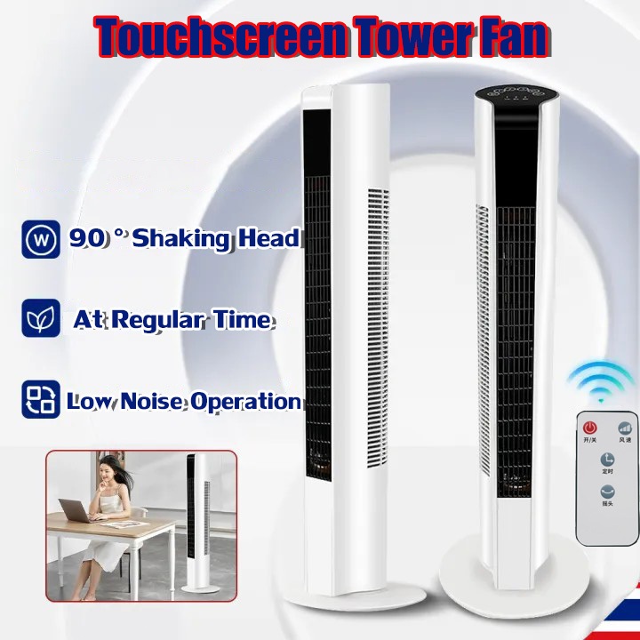 Ultra Quiet Desktop Tower Fan 3 Speed Touch Screen Remote Control Tower ...