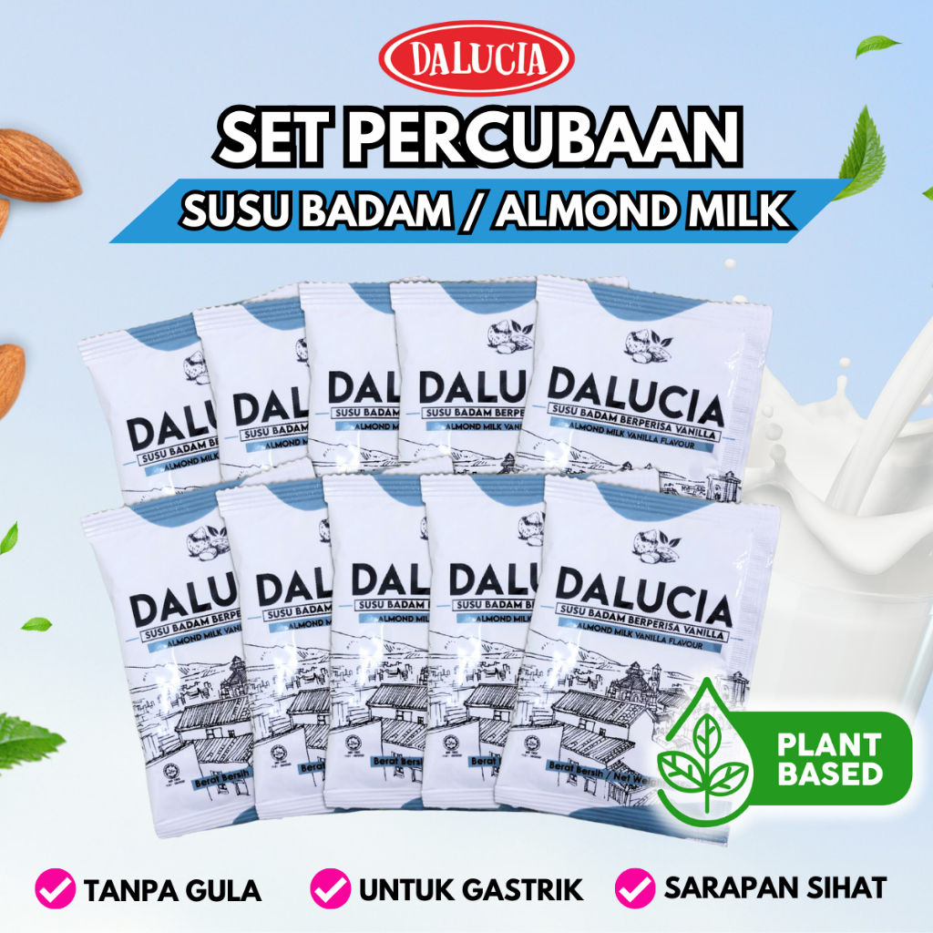 Dalucia Almond Milk Powder Vanilla – Trial Pack | Susu Badam, Plant ...