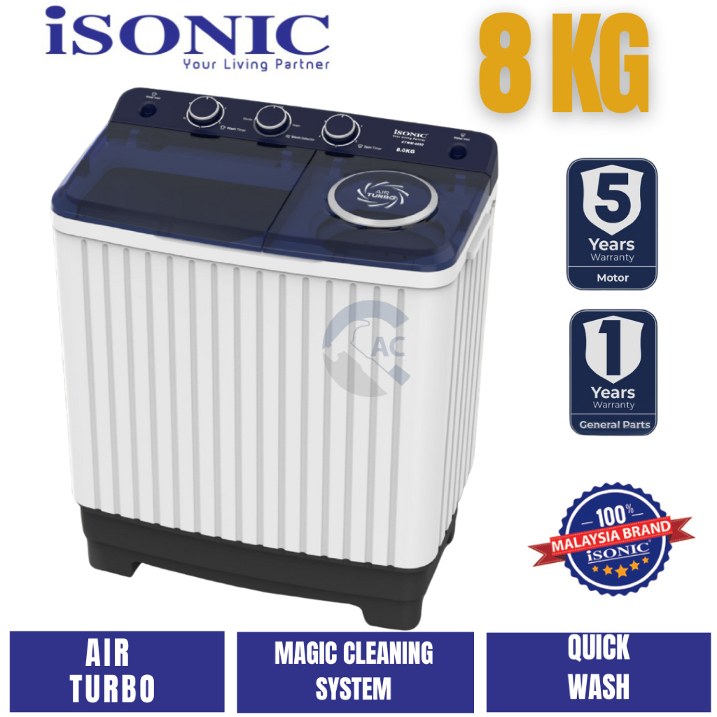 ISONIC SEMI AUTO WASHING MACHINE 8KG | 12KG | WASHING MACHINE MANUAL ...