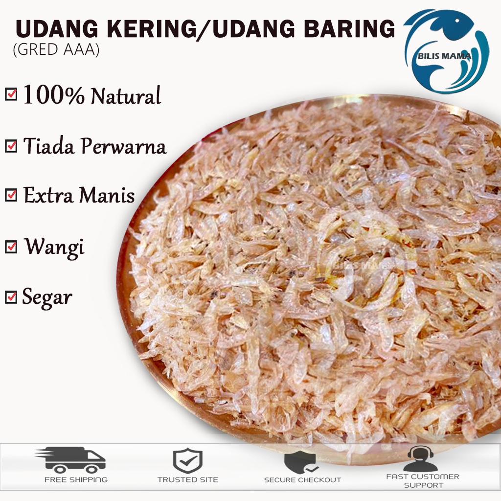 1kg Udang Kering Baring / Udang Kering Extra Halus / Gred A / Udang ...