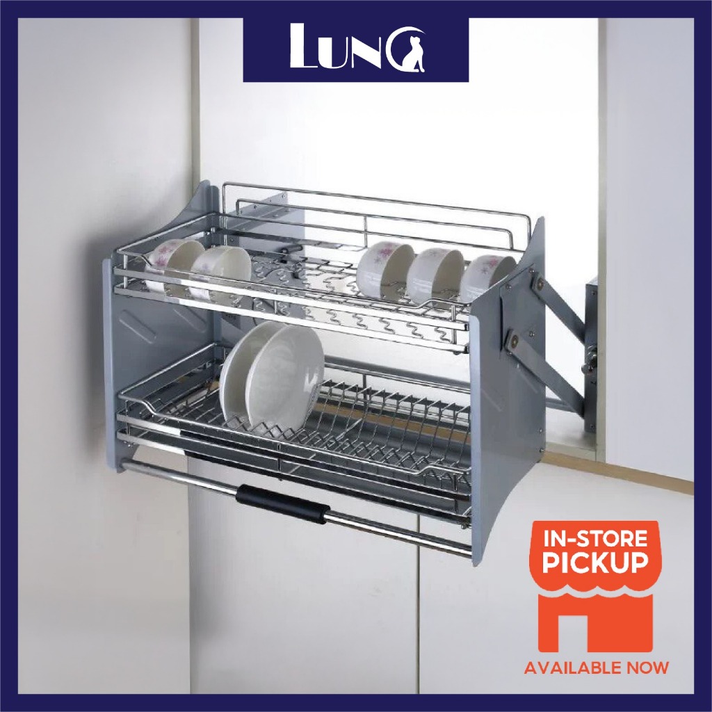 304 Stainless Steel 2 Tier Built-In Kitchen Pull Out Dish Plate Bowl ...