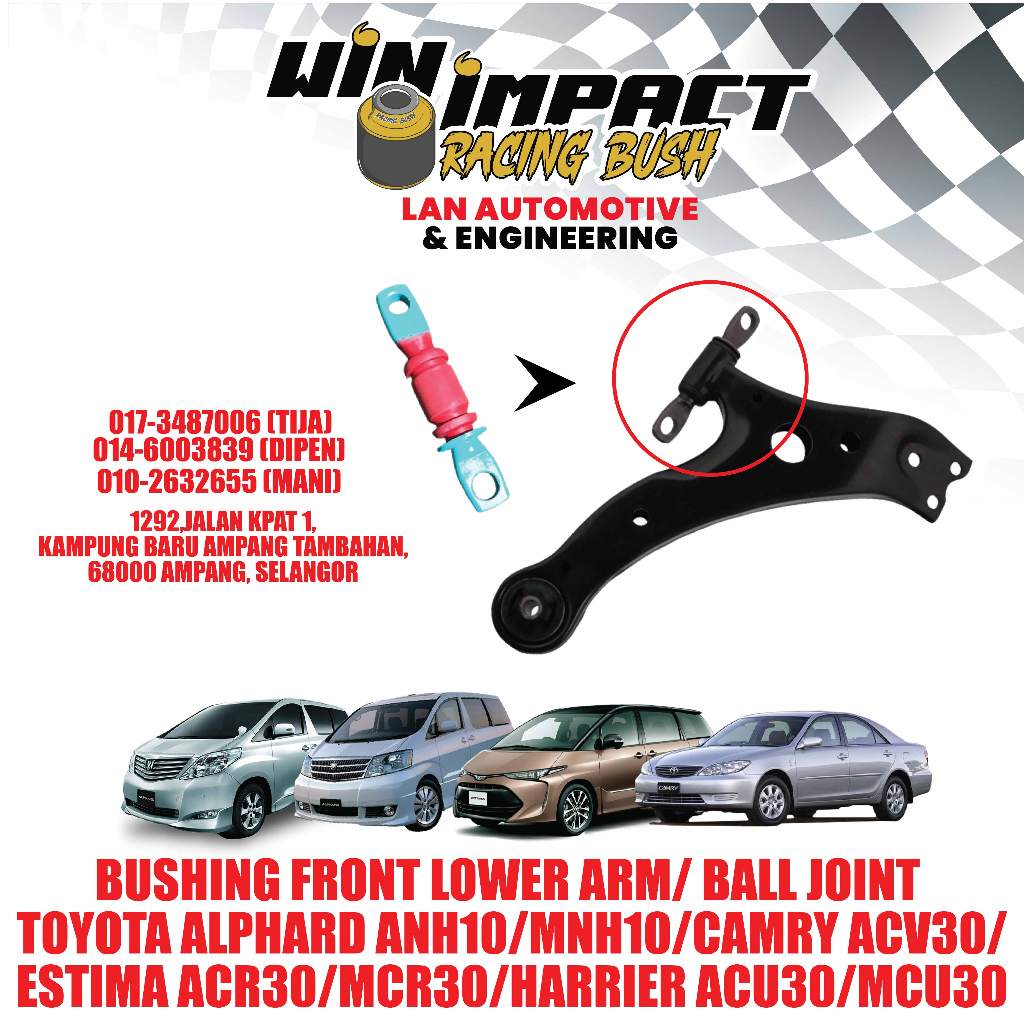 BUSHING FRONT LOWER ARM/ BALL JOINT TOYOTA ALPHARD ANH10/MNH10/CAMRY ACV30/ ESTIMA ACR30/MCR30 ...