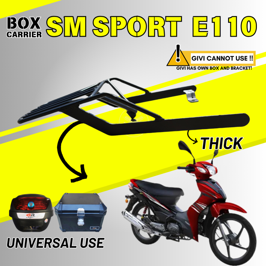 SM SPORT E110 REAR BOX MONORACK BOX CARRIER KAKI HEAVY DUTY PVC KOTAK BESI BELAKANG SMSPORT NEW ...