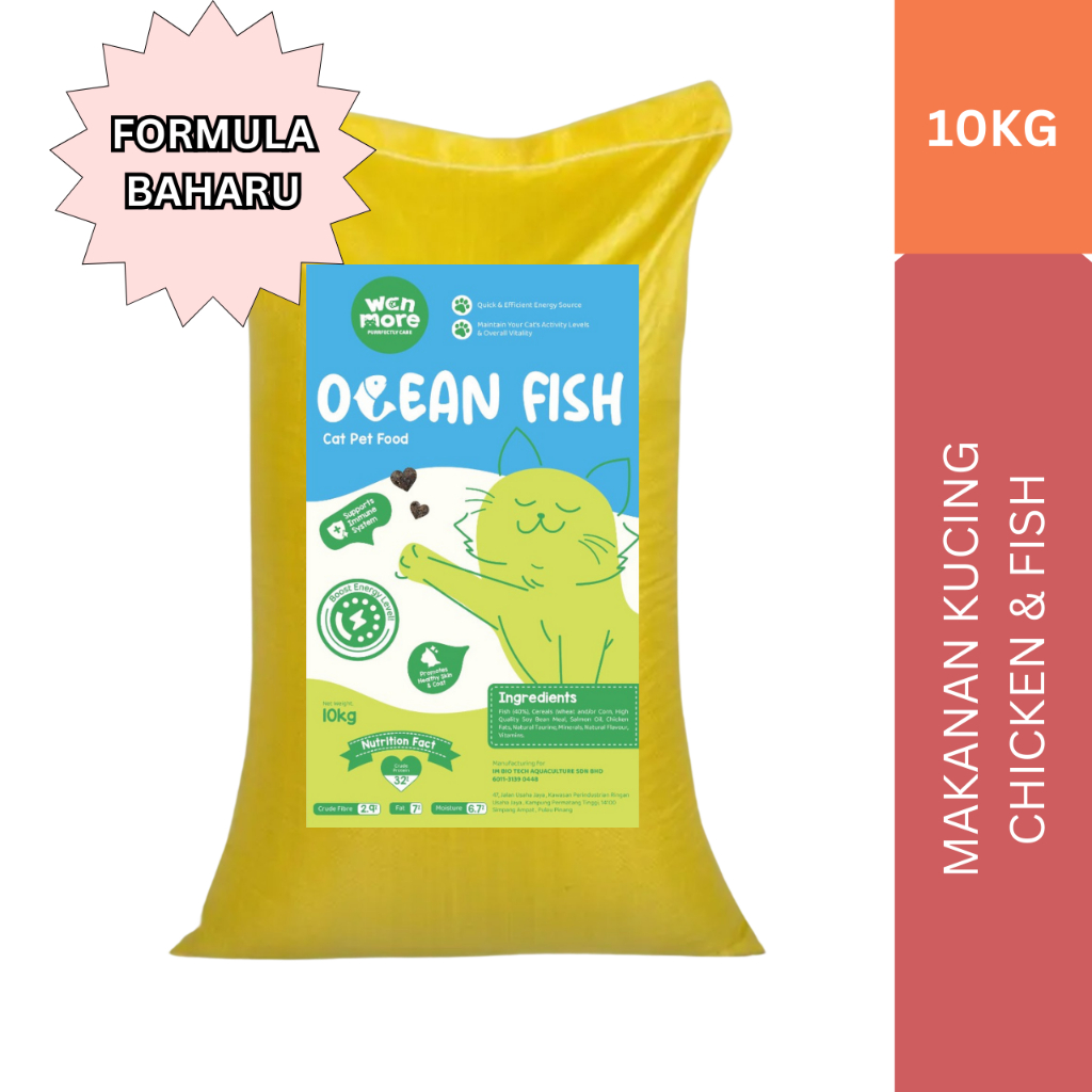 WAN MORE Makanan Kucing 10kg 32% Protein Cat Food DEWASA DAN KITTEN ...