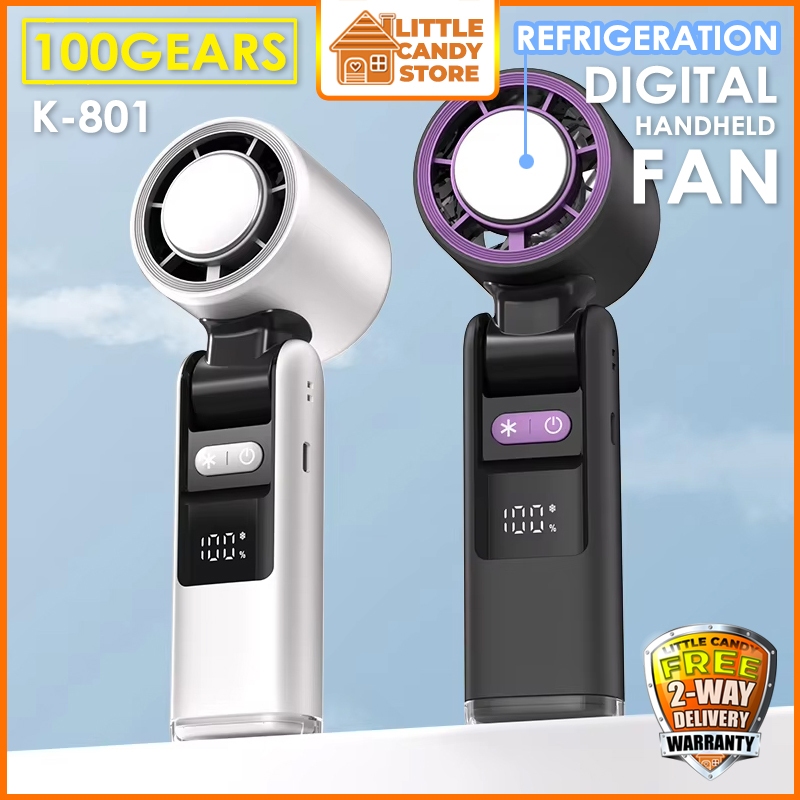 K801 USB Fan Portable 100 Gears Refrigeration Handheld Fan Neck Fan USB ...