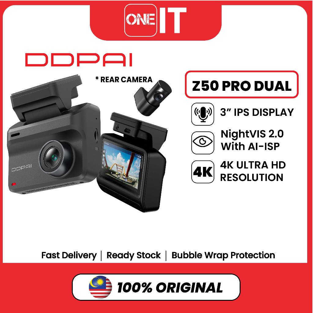 DDPAI Z50 PRO Dual 4K Front and Rear Dash Cam 2160P Full HD Car Camera 24H Recording Ultra HD ...