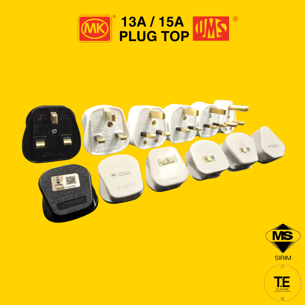 13A 15A PLUG TOP | BAKELITE | PVC | PC | BLACK COLOR HIGH QUALITY SIRIM APPROVED THREE PIN PLUG ...