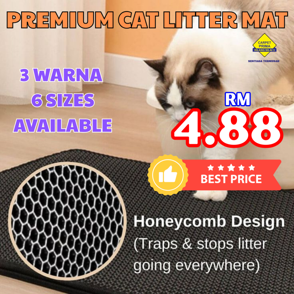 Premium 6 Saiz Cat Litter Mat Double Layer Kalis Air Boleh Dibasuh ...