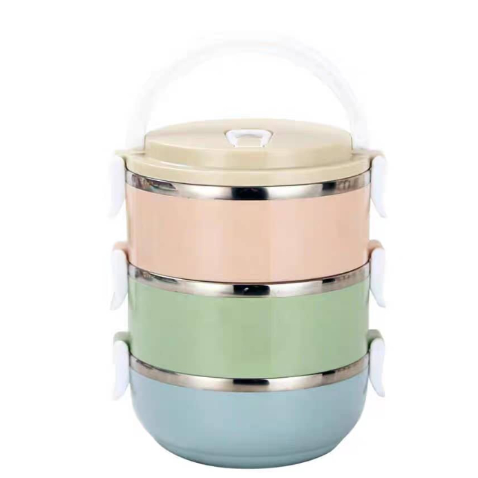 3 Tiers Lunch Box With Multi-Color Carrier Food Container|Bekas Makanan ...