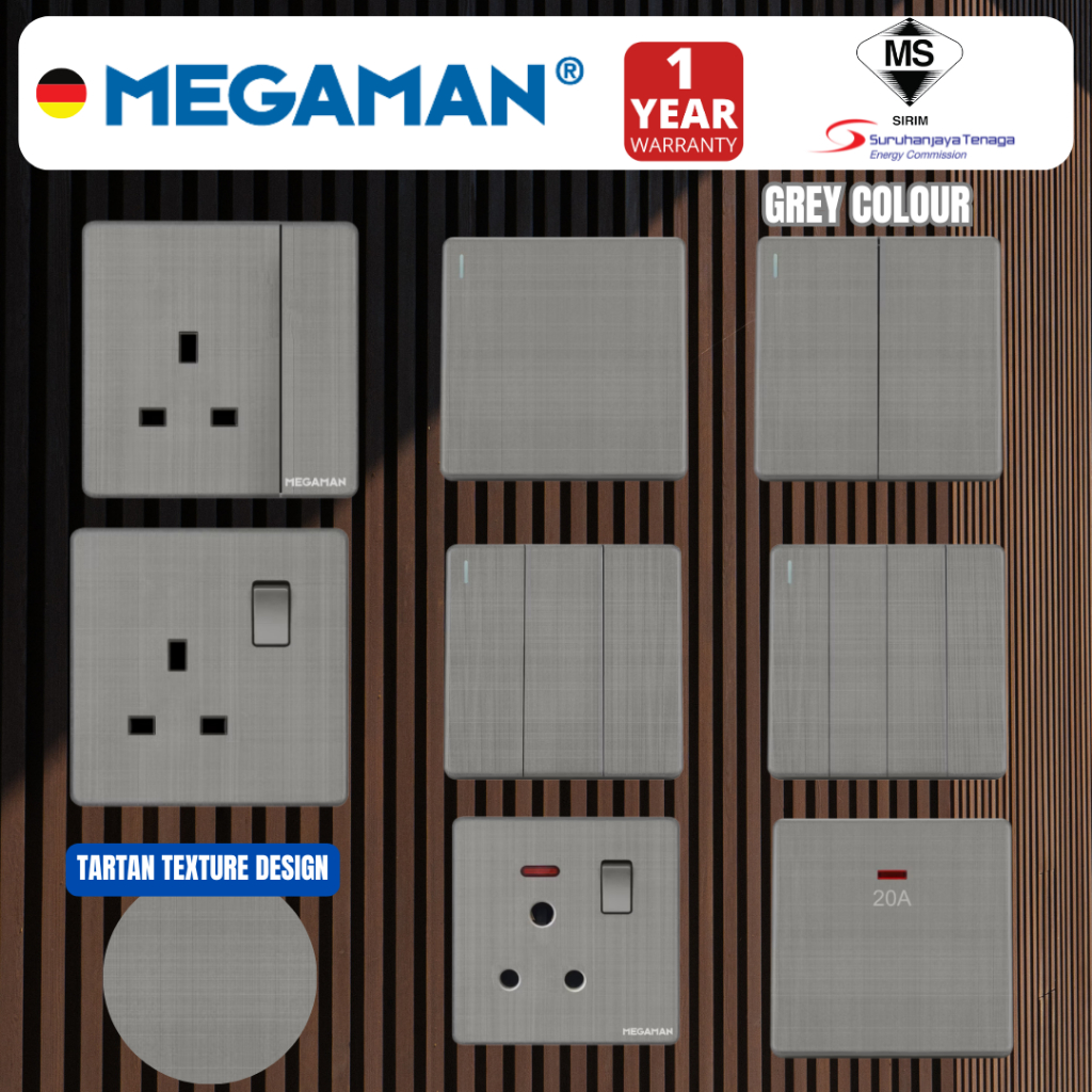 Megaman Switch Socket | Wall Switch | Modern Tartan Texture Design Z8 ...