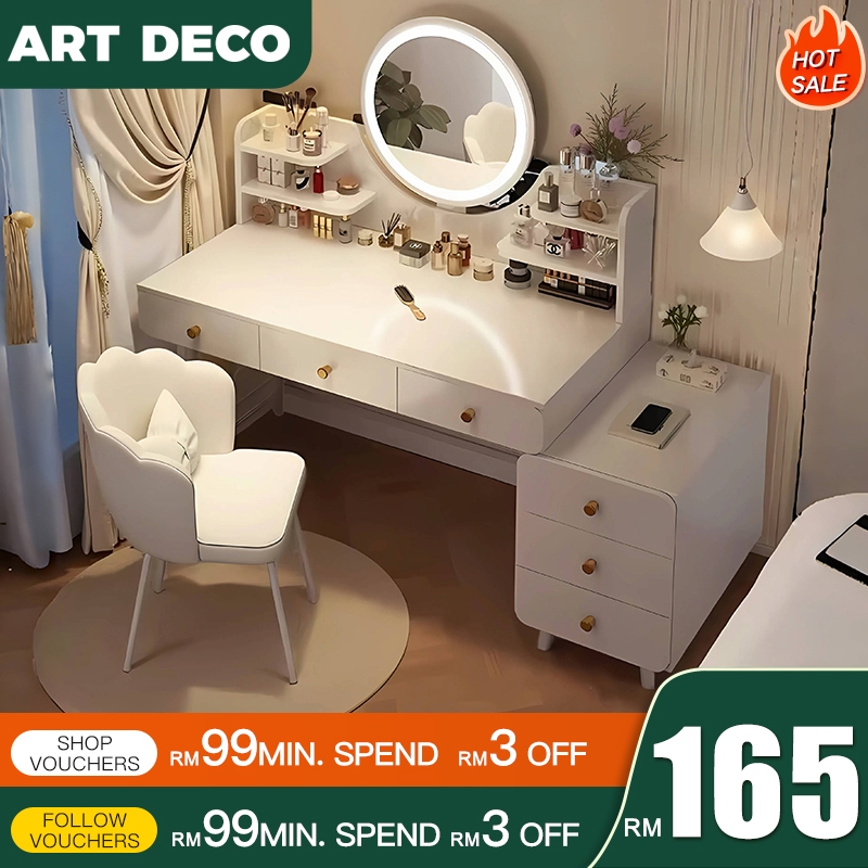 Makeup Table Dressing Table Almari Solek With LED Mirror Meja Solek ...