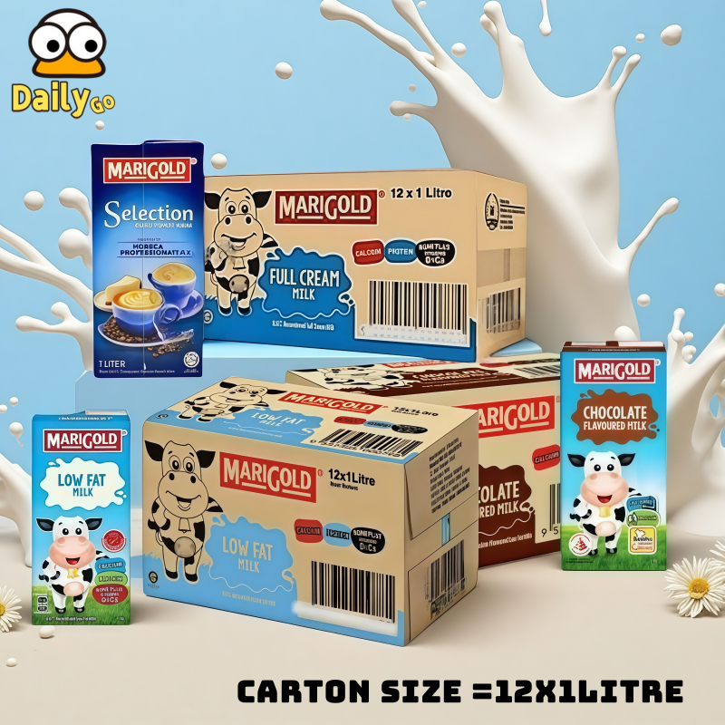 🔥BEST SELLER CARTON🔥 MARIGOLD UHT Milk 1L x12 - Full Cream / Low Fat ...