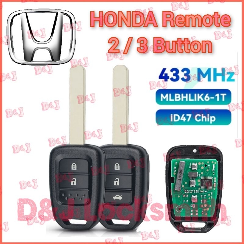 🔥 Original 🇲🇾 Honda Remote Key 2 / 3 Button with IC Board 433 MHz ID47 ...