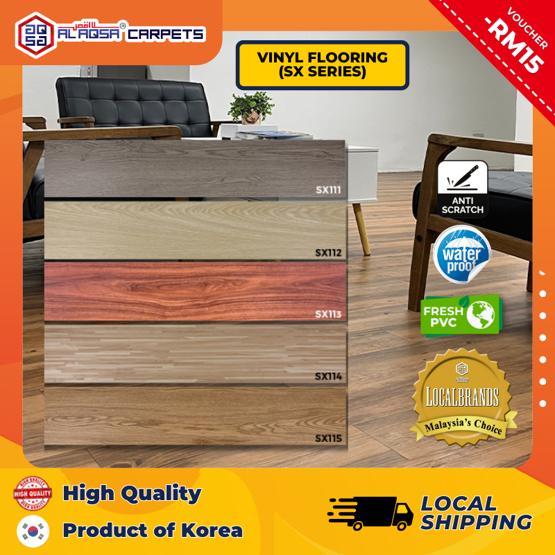 Aqsa Vinyl Flooring Vinyl Plank Compact Tebal 3.5mm Compressed Lantai ...