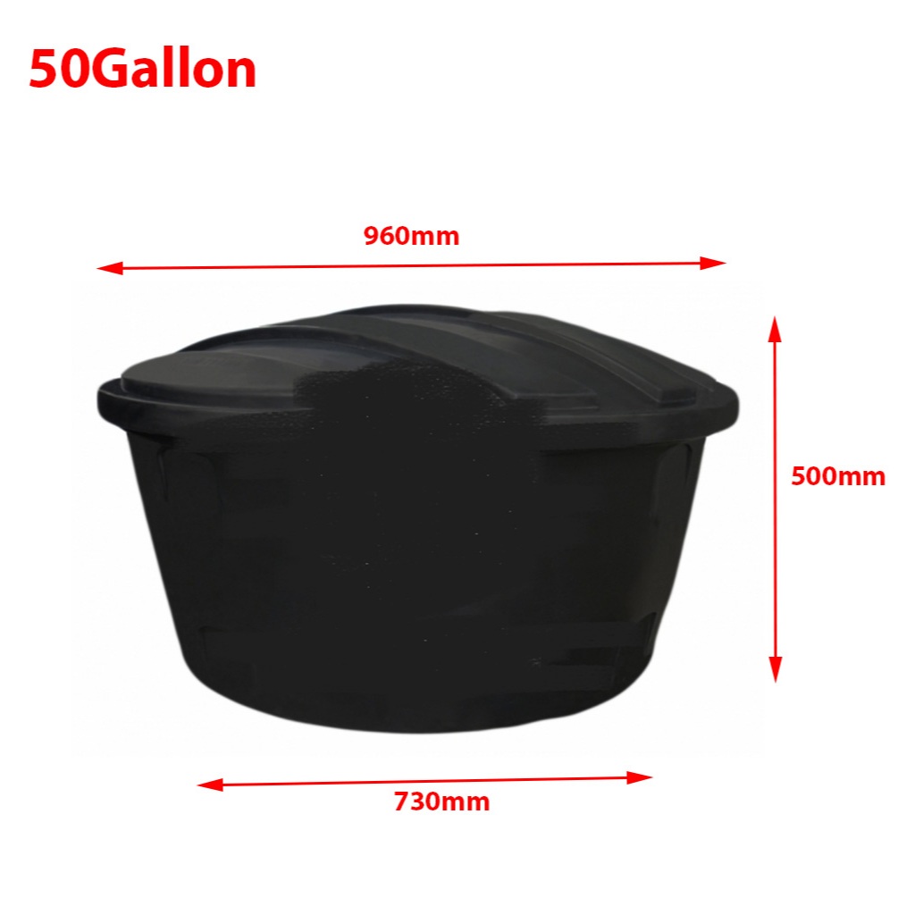 50 Gallon MF Round Water Tank C/W Cover HDPE water tank Poly tank ...