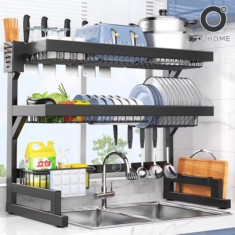 65-125cm Rak Pinggan Sinki Stainless Steel Sink Rak Kitchen Dish ...