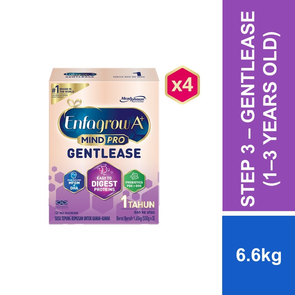 Enfagrow A+ Step 3 Gentlease Susu Milk Formula Powder (1.65kg x 4 ...