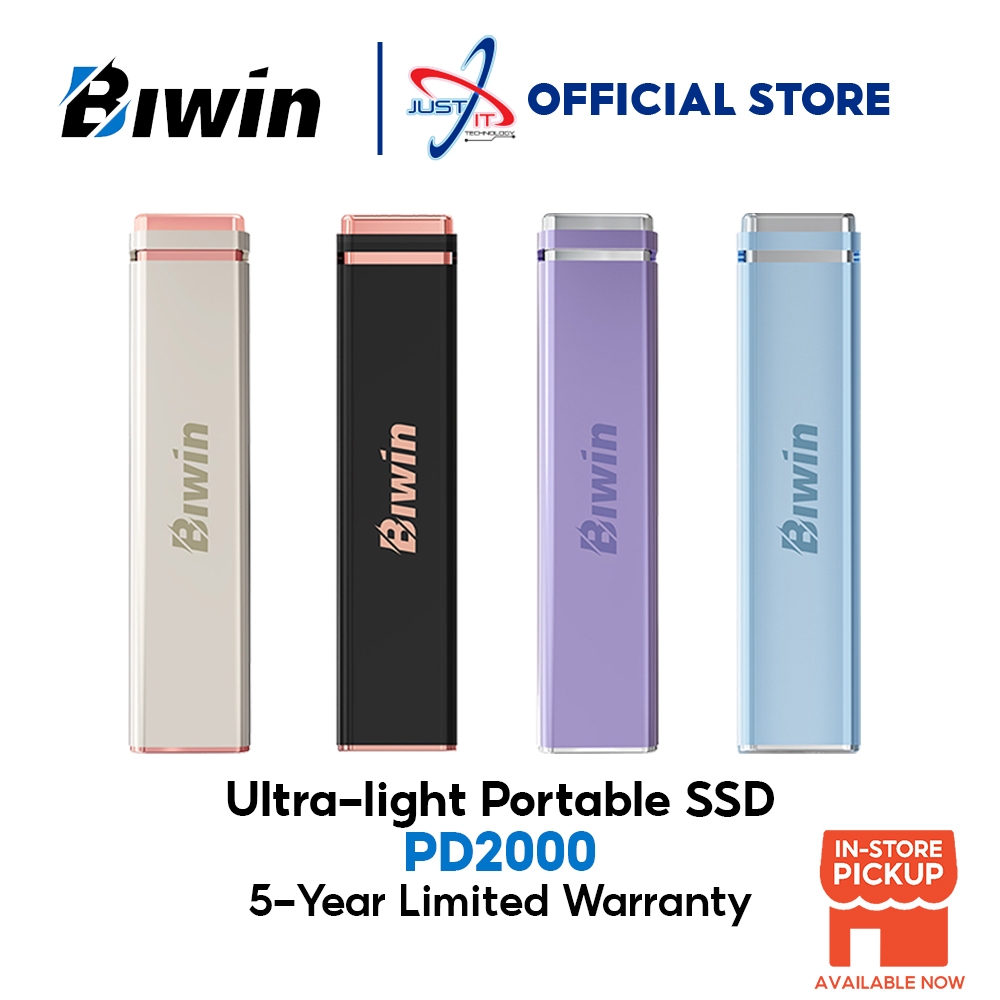 BIWIN PD2000 1TB ULTRA-LIGHT PORTABLE SSD - BLUE / BLACK / GOLDEN ...