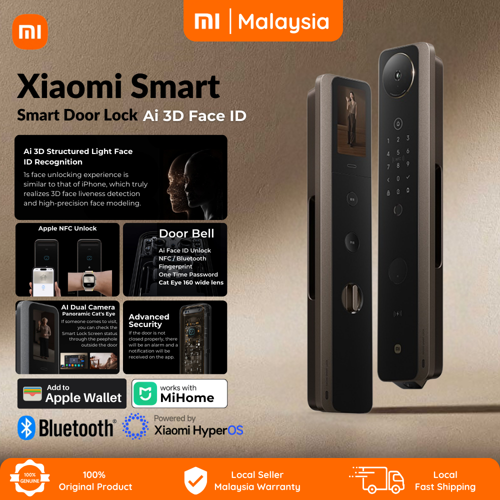 Xiaomi Smart Door Lock M30 AI 3D Face ID Recognition NFC Unlock Smart ...