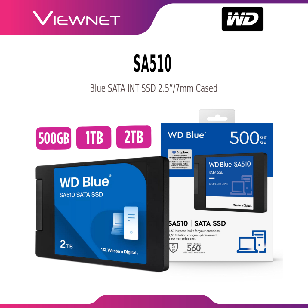 WD WESTERN DIGITAL INT SSD BLUE SA510 2.5" SATA INTERNAL SOLID STATE DRIVE - 500GB / 1TB / 2TB ...