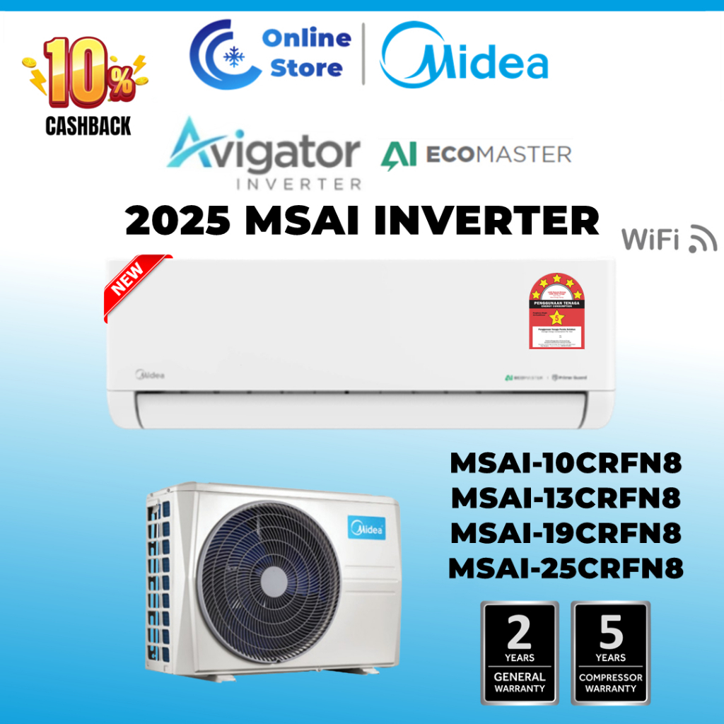 2025 MIDEA 5Star 1HP -2.5HP MSAI Inverter MSAI-10CRFN8 MSAI-13CRFN8 MSAI-19CRFN8 MSAI-25CRFN8 ...