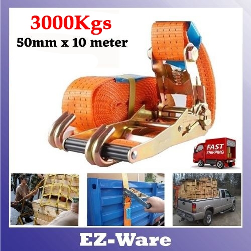 2" x 10M x 3 Tons Heavy Duty Lorry Ratchet Strap Tie-Down With Metal ...