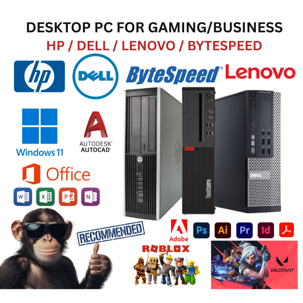 (USED) Desktop PC Intel i5/i7 2nd, 3rd, 6th, 7th, 8th Gen For Office ...