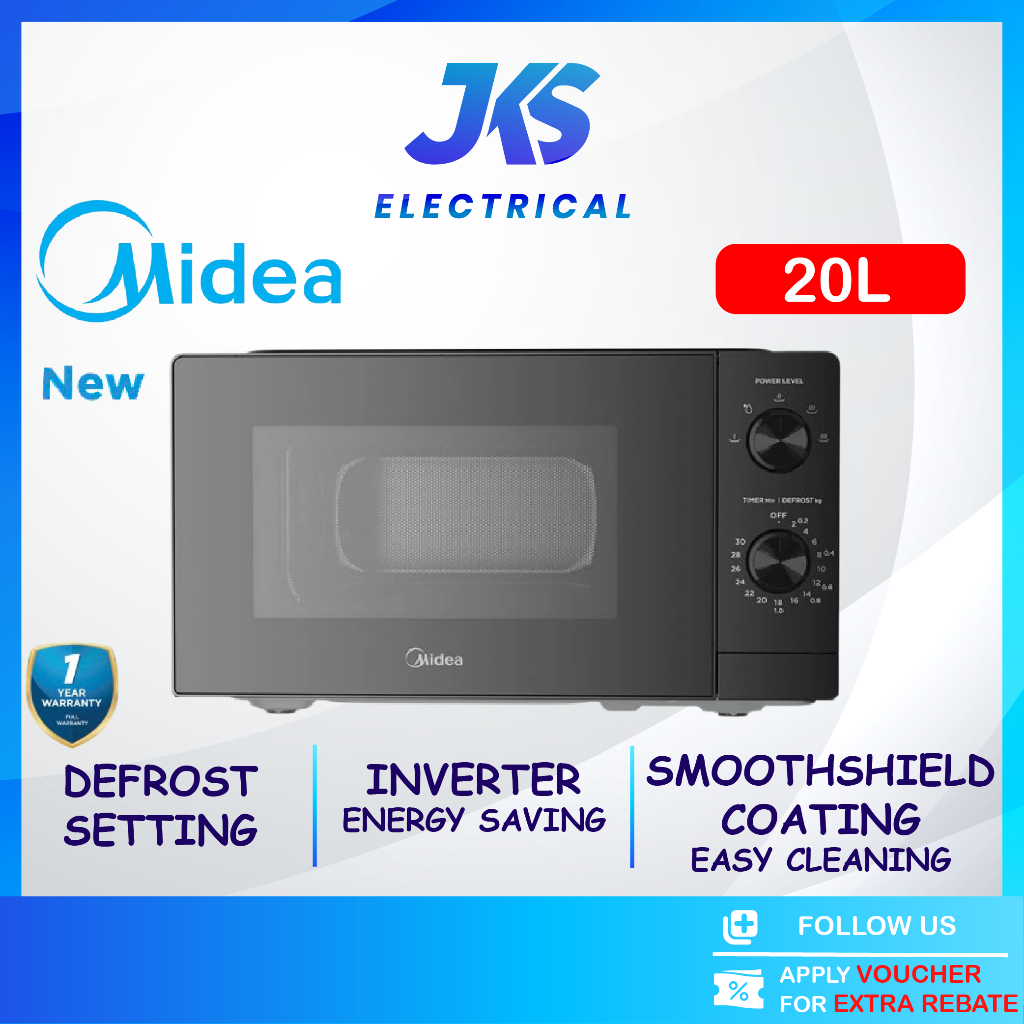 Midea MM7P012MZ 20L Inverter Microwave Oven With Knob Control Panel ...