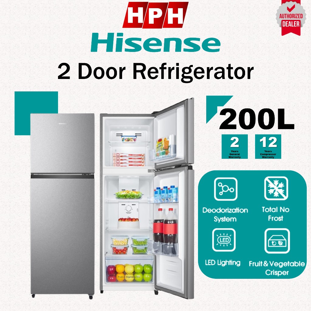 Hisense 200L 2 Door Fridge Refrigerator RT208N4ASN 200L Peti Sejuk 2 ...