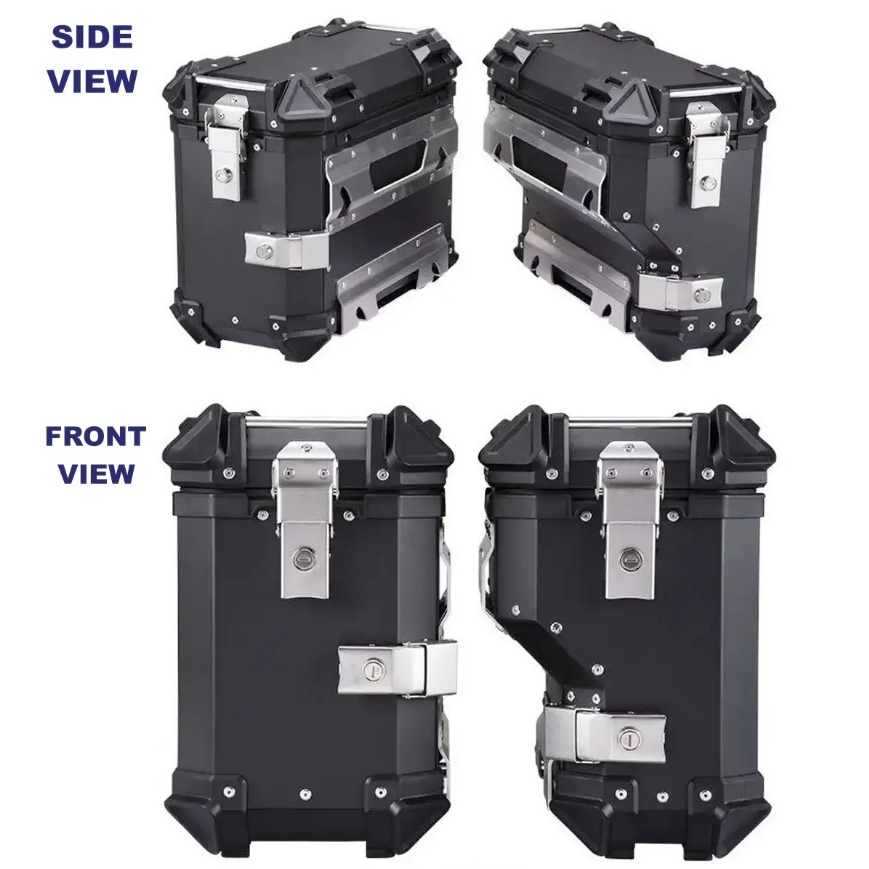 Aluminium Side Top Box Set Left Right Top Box Black with bracket Rack ...