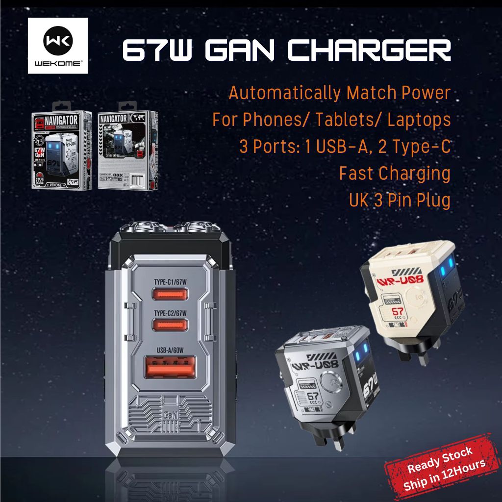 WEKOME GaN Charger 67W Mecha Robot 3 Port QC PD Fast Charging for ...