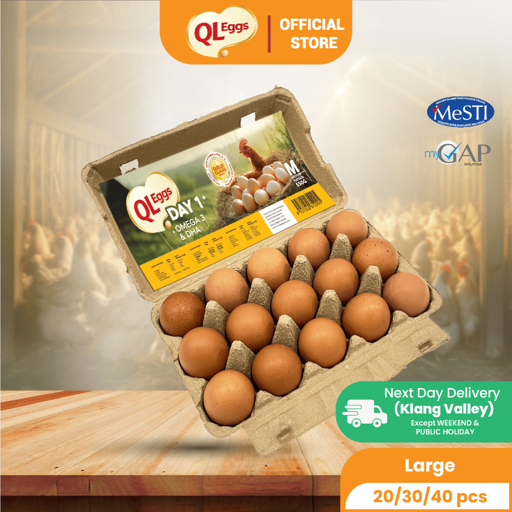 QL Day 1 Egg - Large (20pcs/30pcs/40pcs) Fresh Egg Farm Fresh Egg Telur ...