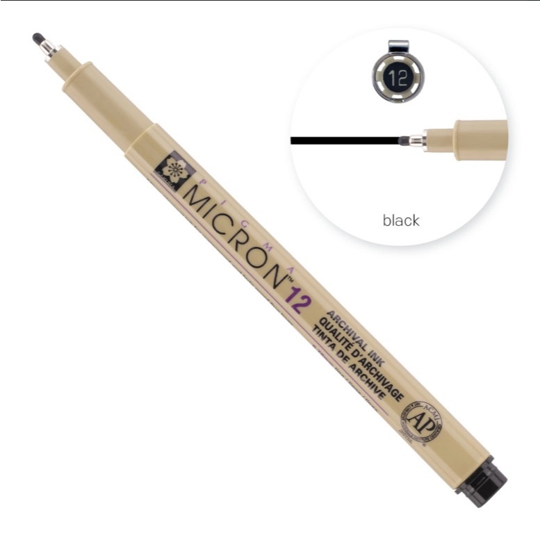 Sakura Pigma Micron 12 / Water-Based Pigment Pen / Fine Line Pen ...