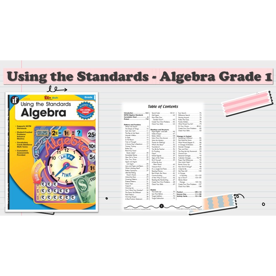 [PRE554] 130 pages Using the Standards - Algebra Grade 1 Worksheet PDF ...