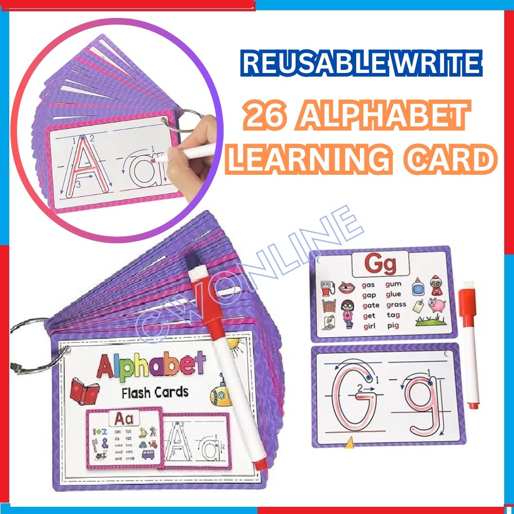 Kad Imbas Huruf Fonik A-Z & Perkataan CVC untuk Kanak-Kanak | Reusable ...