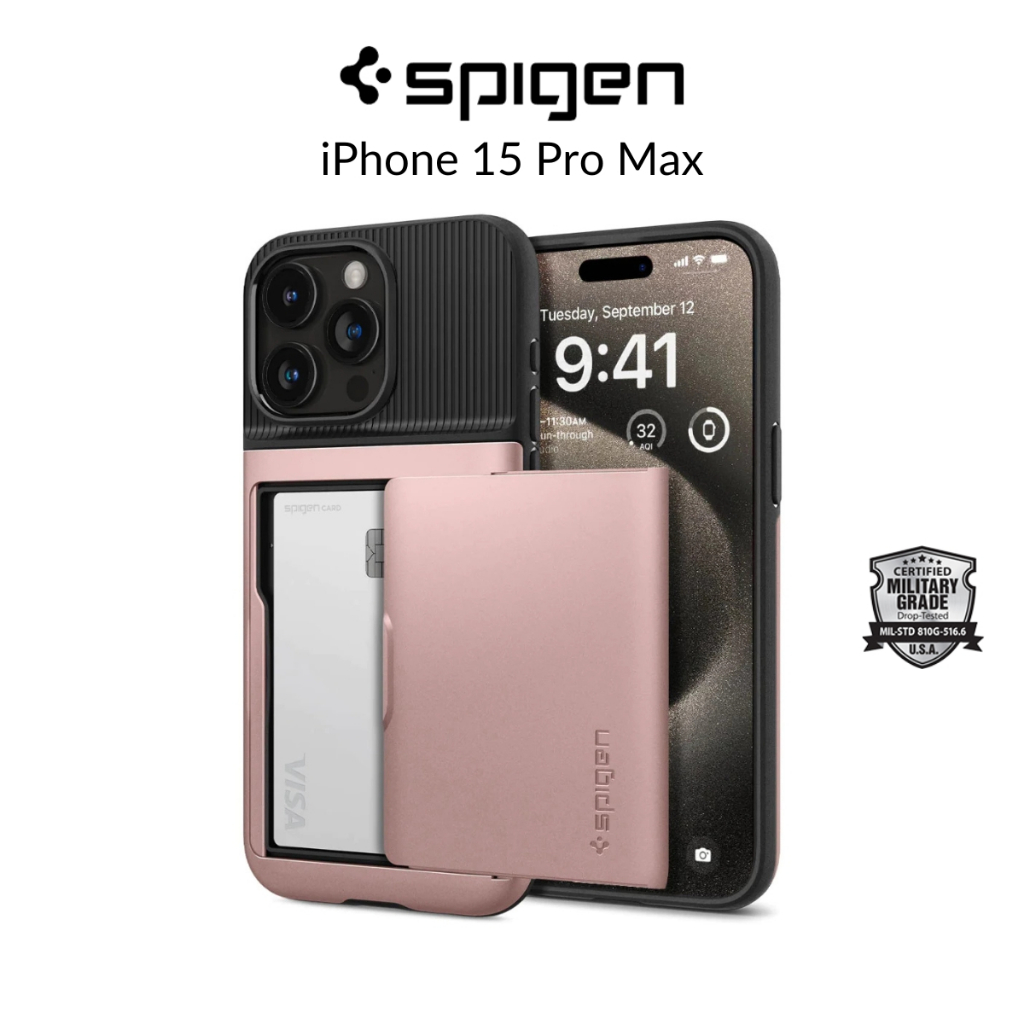 Spigen iPhone 15 Pro Max Casing Slim Armor CS Casing Card Slot Holder ...