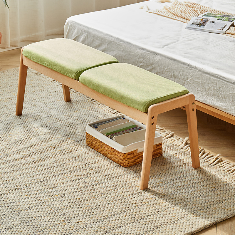 Solid Wood Bed End Bench Bedroom Bedside Bench Fabric Long Bench Simple ...