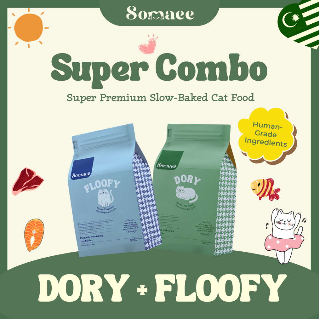 [Super Combo] Somaee FLOOFY 2KG + DORY 2KG Natural Baked Cat Dry Food ...