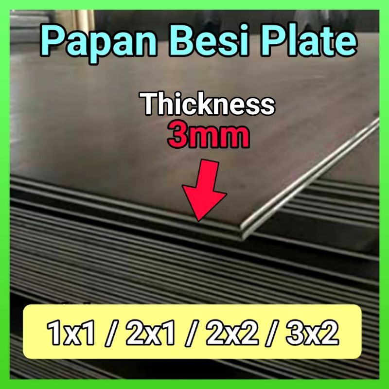 Papan Rata Besi 3mm Plate(Metal/Mild Steel) Thickness 3mm (PBR ...