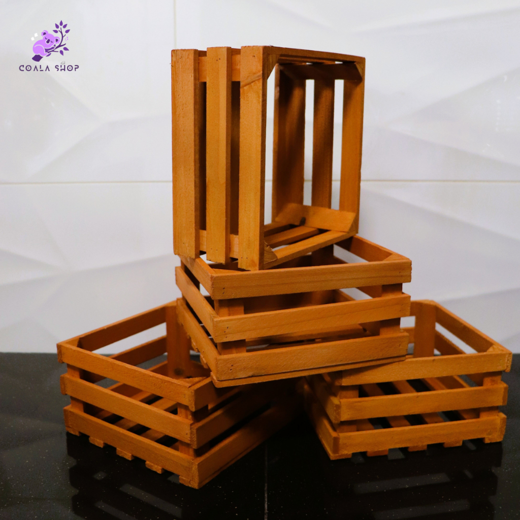Wood Box pallet decoration box stand storage basket nature rustic style ...