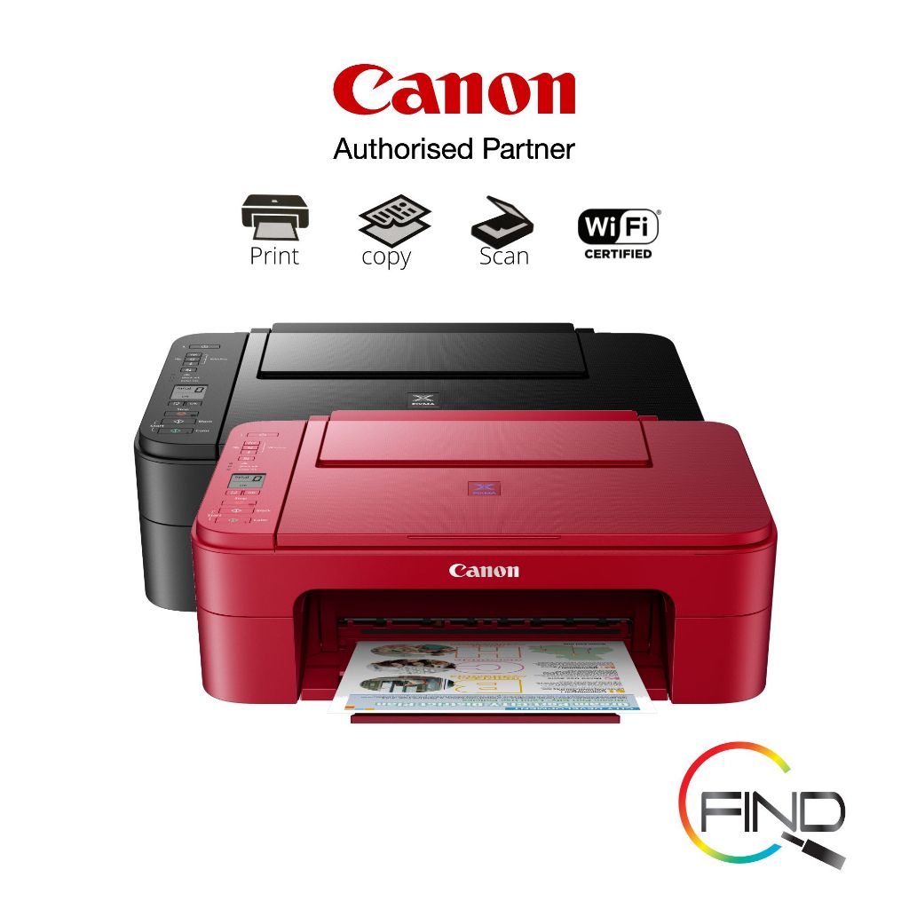 CANON PIXMA E3370 (Black/Red) Compact Wireless All-In-One with LCD for ...