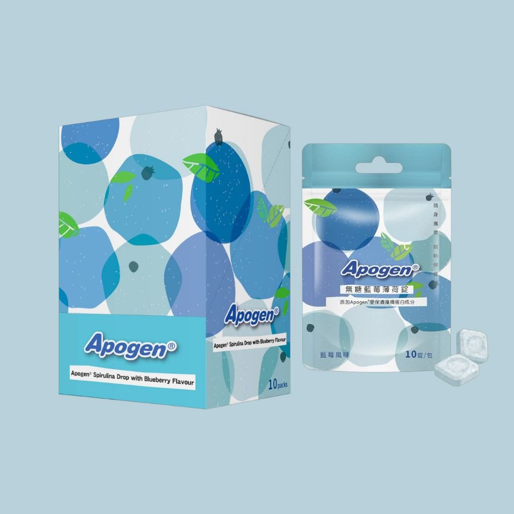 Apogen Spirulina Drop with blueberry flavour-100tablet/box | Shopee ...