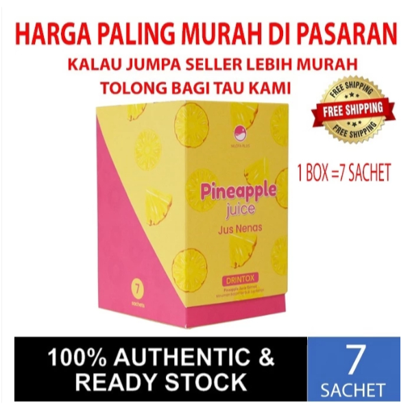 OFFICIAL NILOFA PLUS DETOX PINEAPPLE DRINTOX NEELOFA 1 BOX 7 SACHET ...