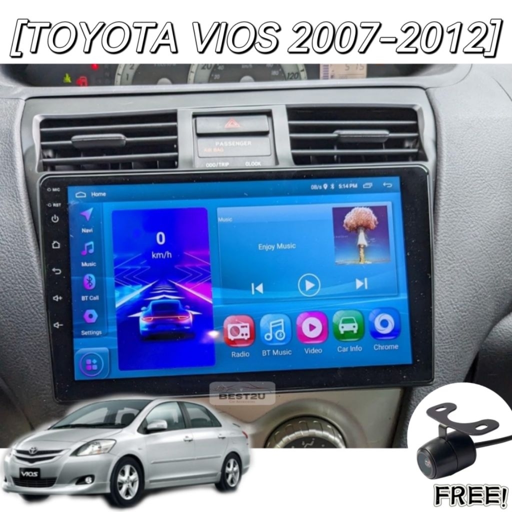 Android Player 9" Toyota Vios 2007-2012 ☆FREE Reverse Camera + Casing ...