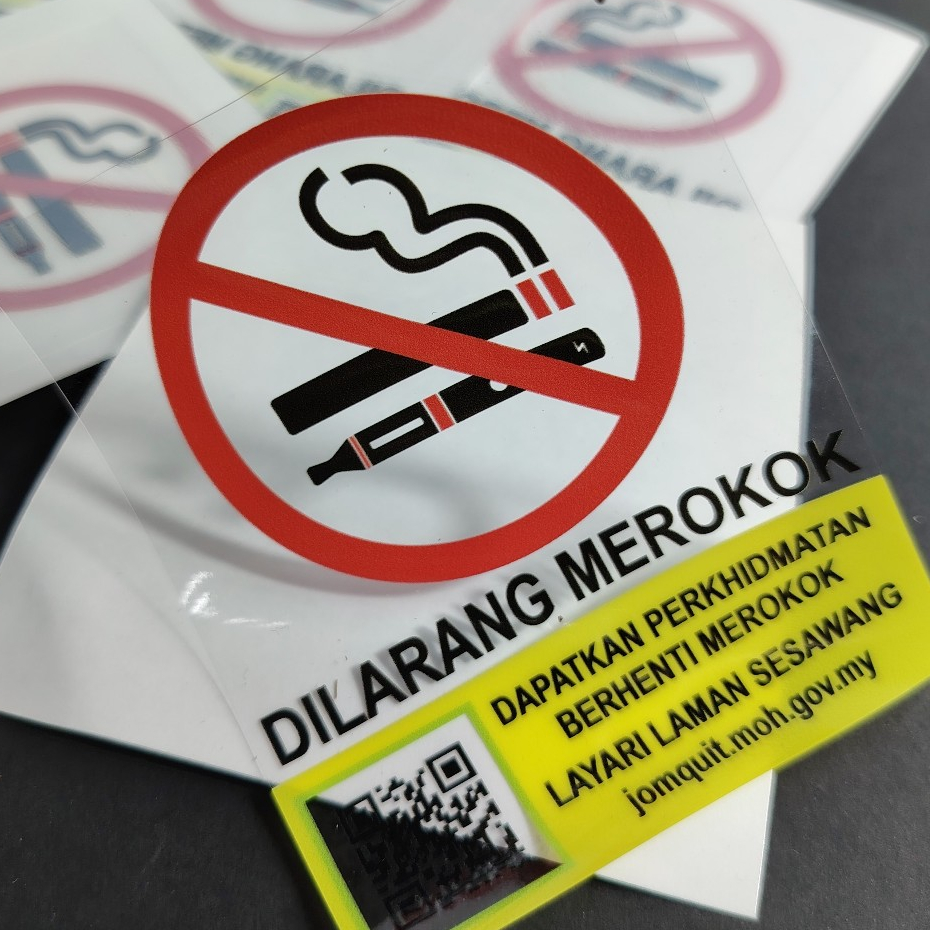 Clear Transparent No Smoking Warning Sticker Pelekat Amaran Dilarang ...