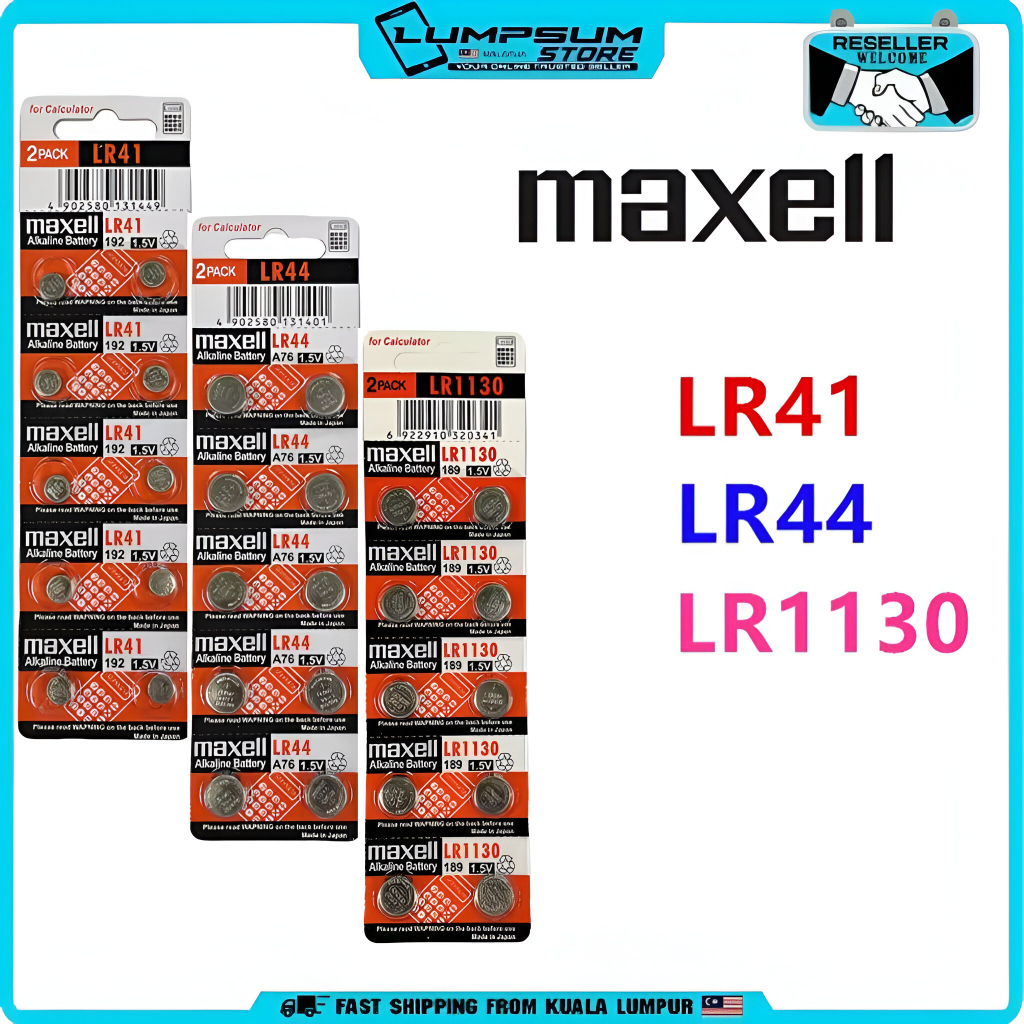 Maxell Original Alkaline Button Cells - 10-Pack (LR41, LR44, LR1130 Models) 充电电池 | Shopee Malaysia