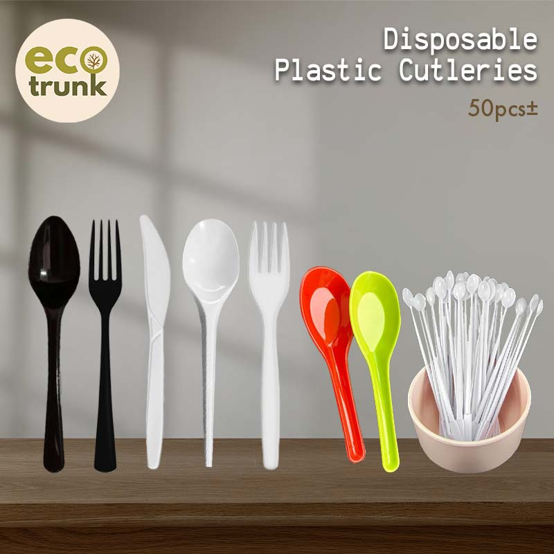 (50/100pcs) Disposable Plastic Cutlery / Plastic Spoon / Fork / Knife ...