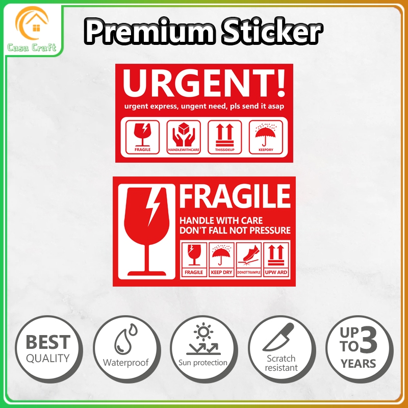 Pelekat Rapuh Fragile Sticker Label URGENT Sign Warning Label Handle ...