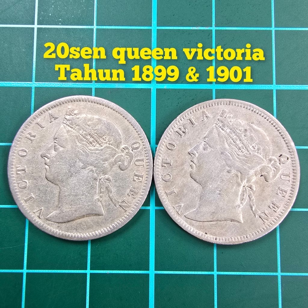 (B91) syiling 20sen queen victoria duit syiling lama mata wang lama ...