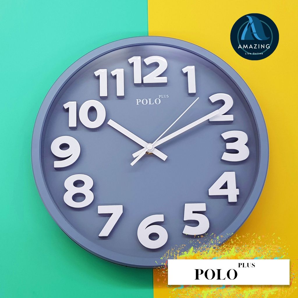 POLO PLUS 9261 Analog Wall Clock Medium Size 3D Number Modern Style Jam ...